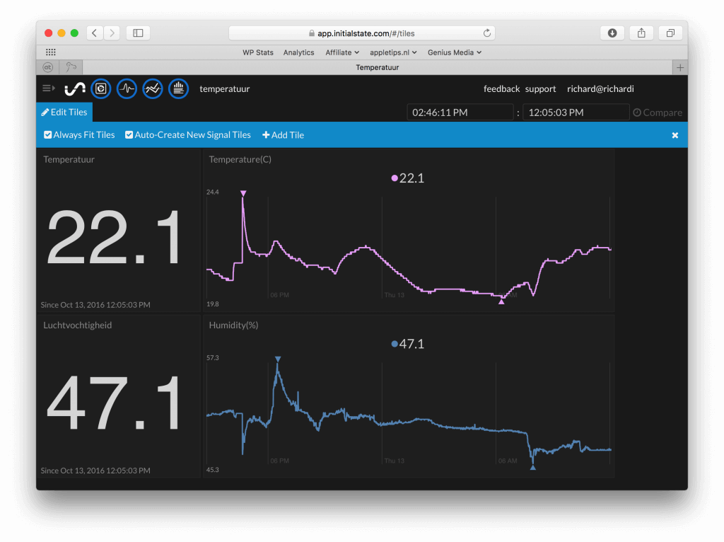 Raspberry Pi sensor data visualiseren met Initial State • raspberrytips.nl